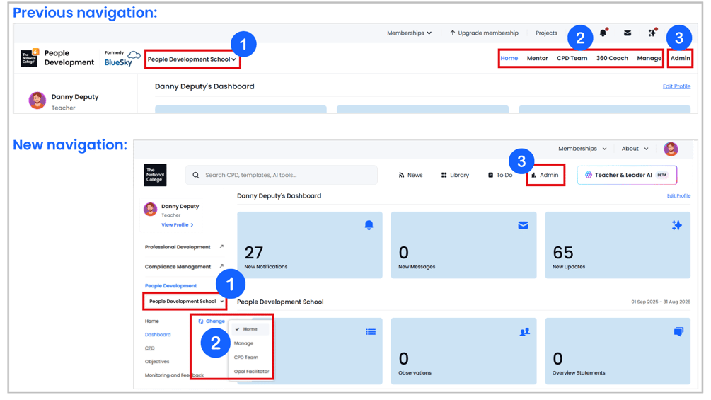 New navigation in People Development