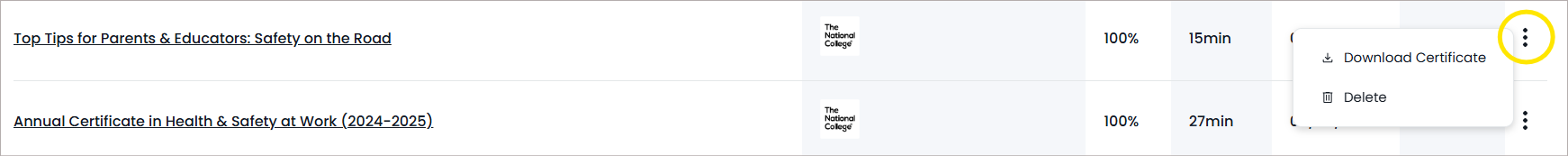 How do I access my Learning Record?
