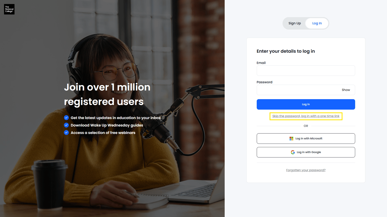 How to use the one-time login link